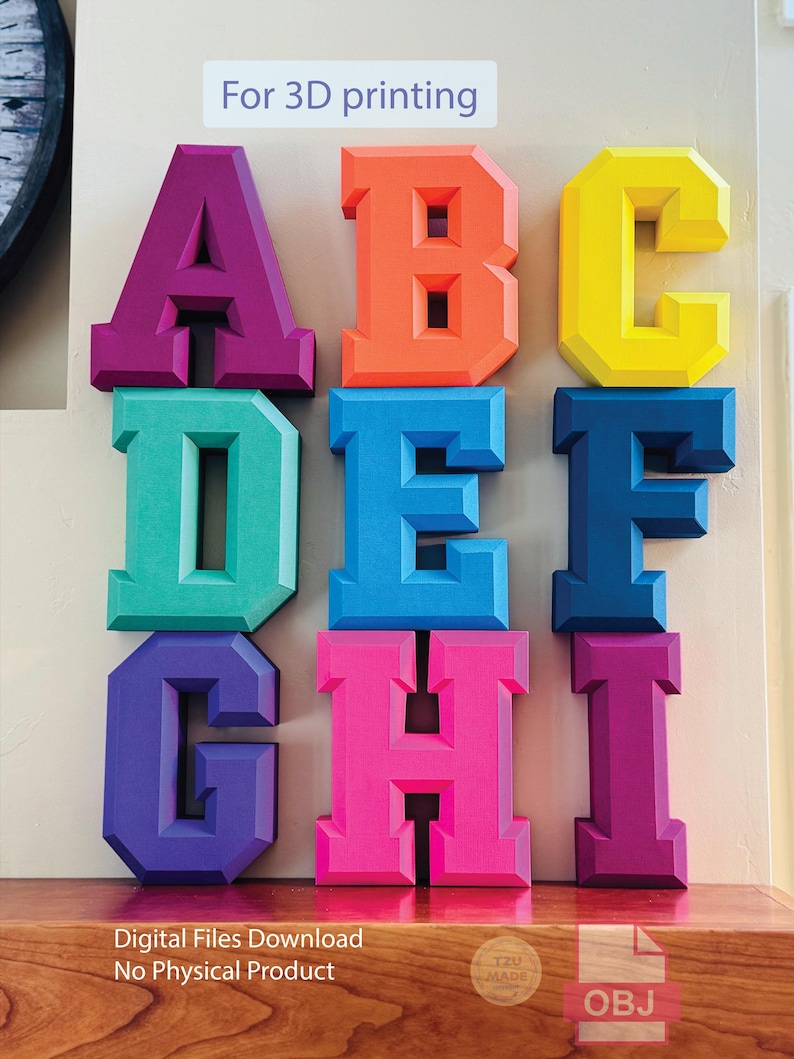 3D Alphabet – OBJ Digital Files for 3D Printing - Etsy