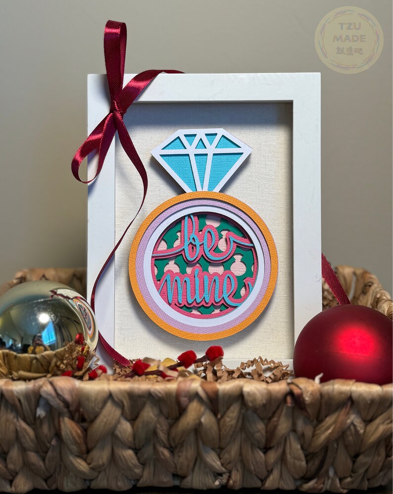 Be Mine Ring SVG: Valentine's Day Shadow Box, Cake Topper (digital ...