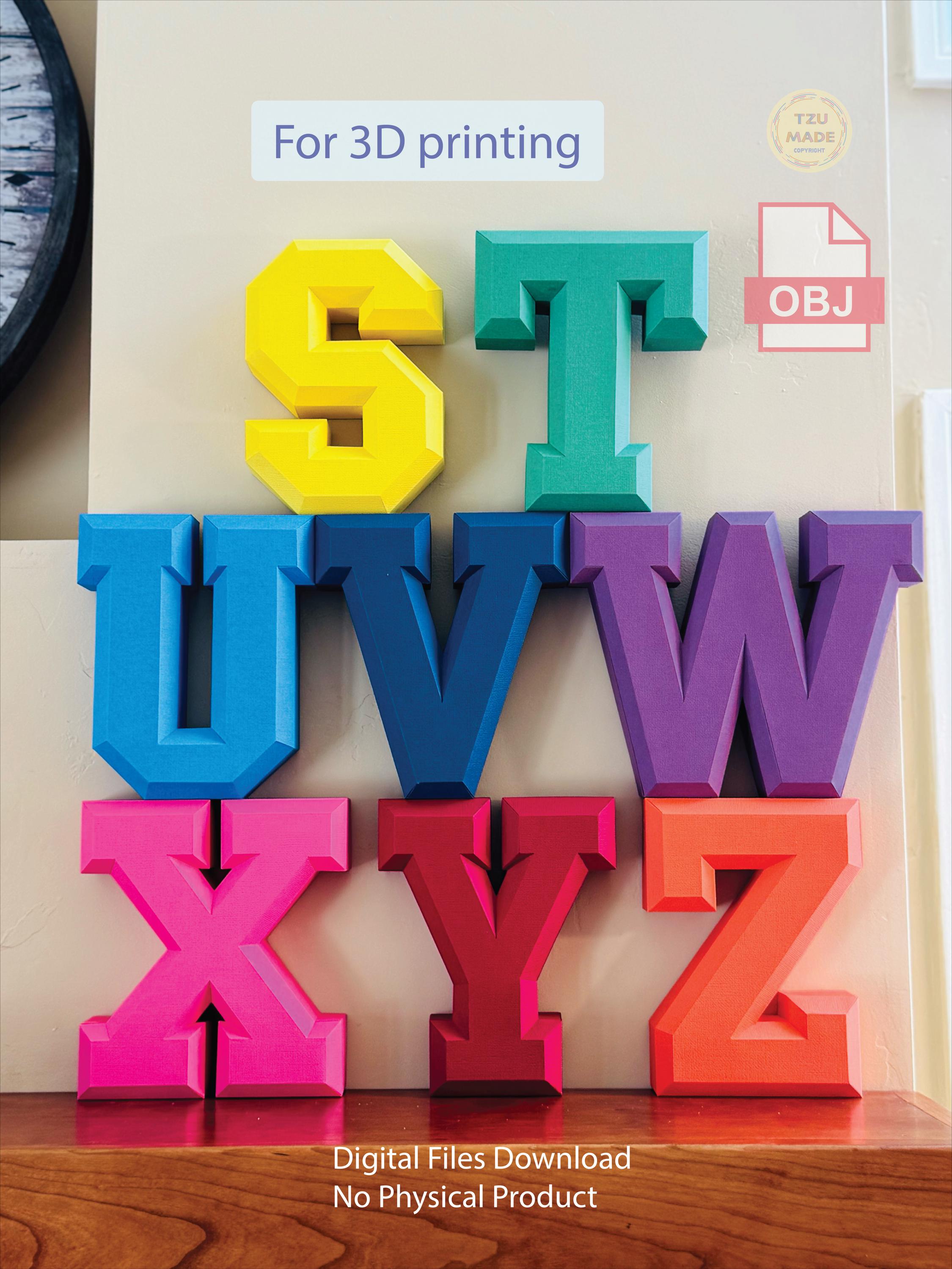 3D Alphabet – OBJ Digital Files for 3D Printing - Etsy