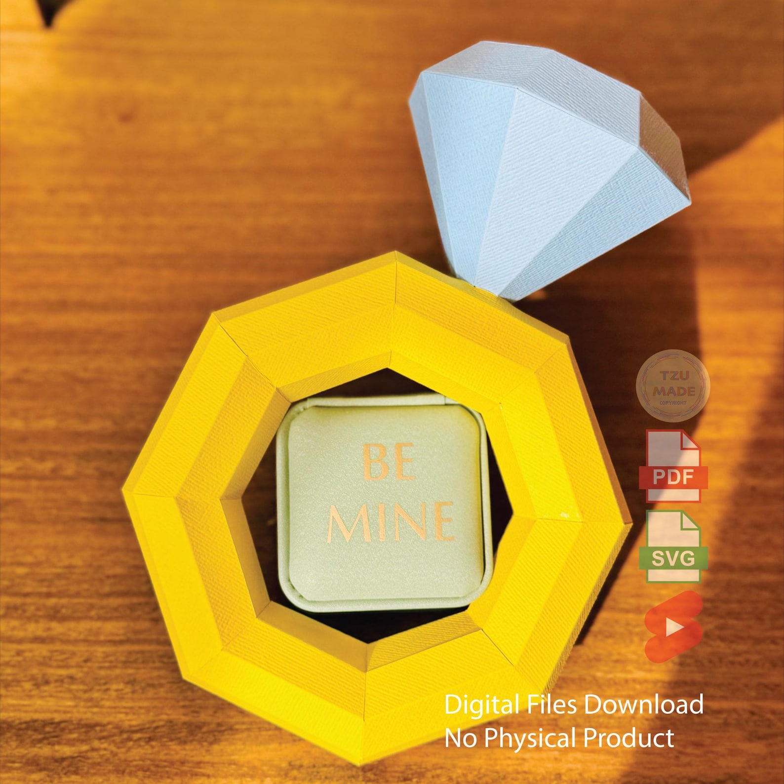 3D Diamond Ring Paper Craft: DIY Low Poly Template (PDF & SVG) - Etsy