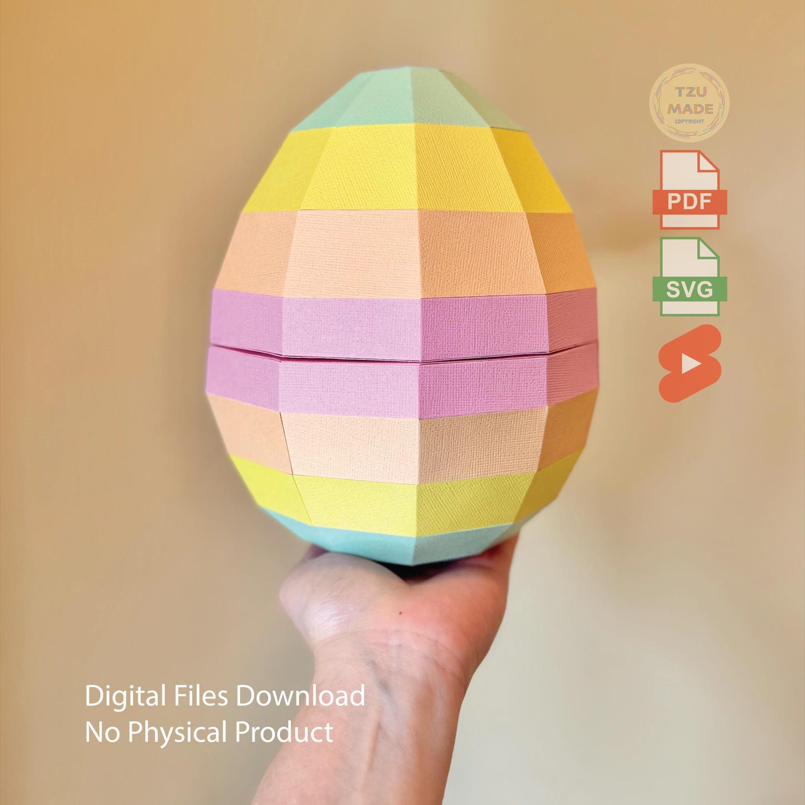 3D Egg Paper Craft: DIY Low Poly Template (PDF & SVG) - Etsy