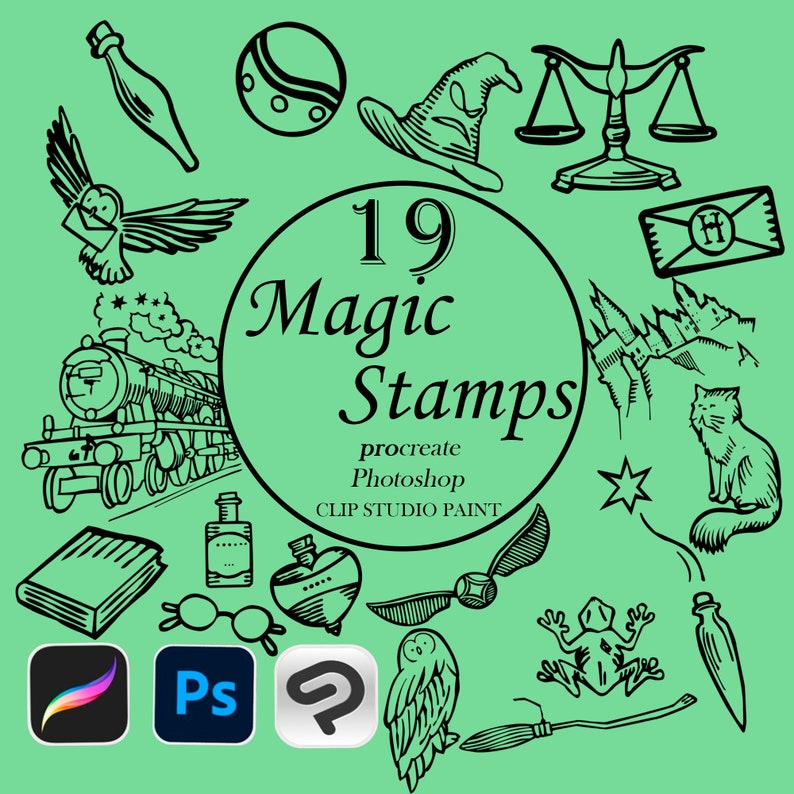 19 Magic BRUSH STAMPS for Procreate / Photoshop / Clips Studio Paint - Etsy