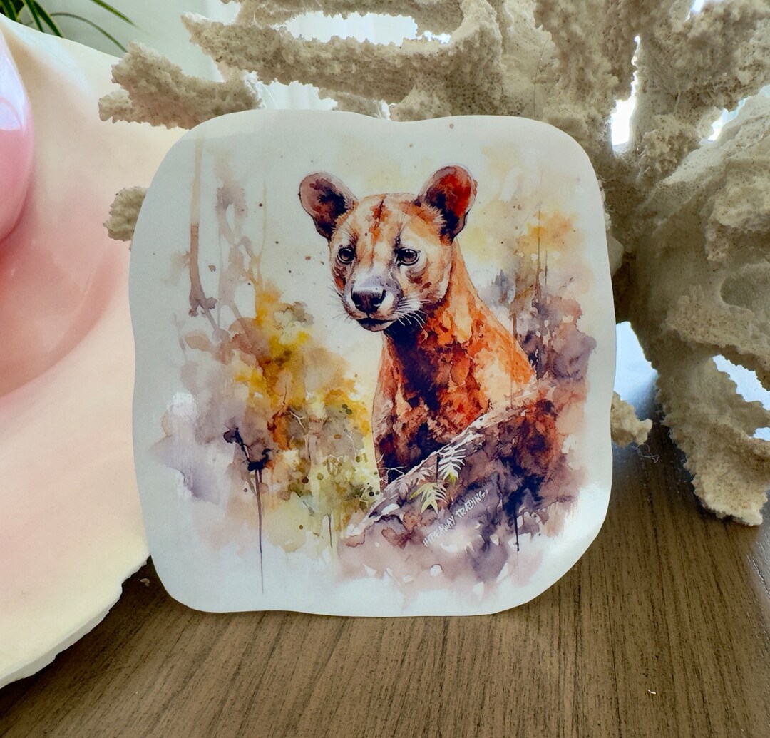 Fossa Prowling Watercolor Sticker - Etsy