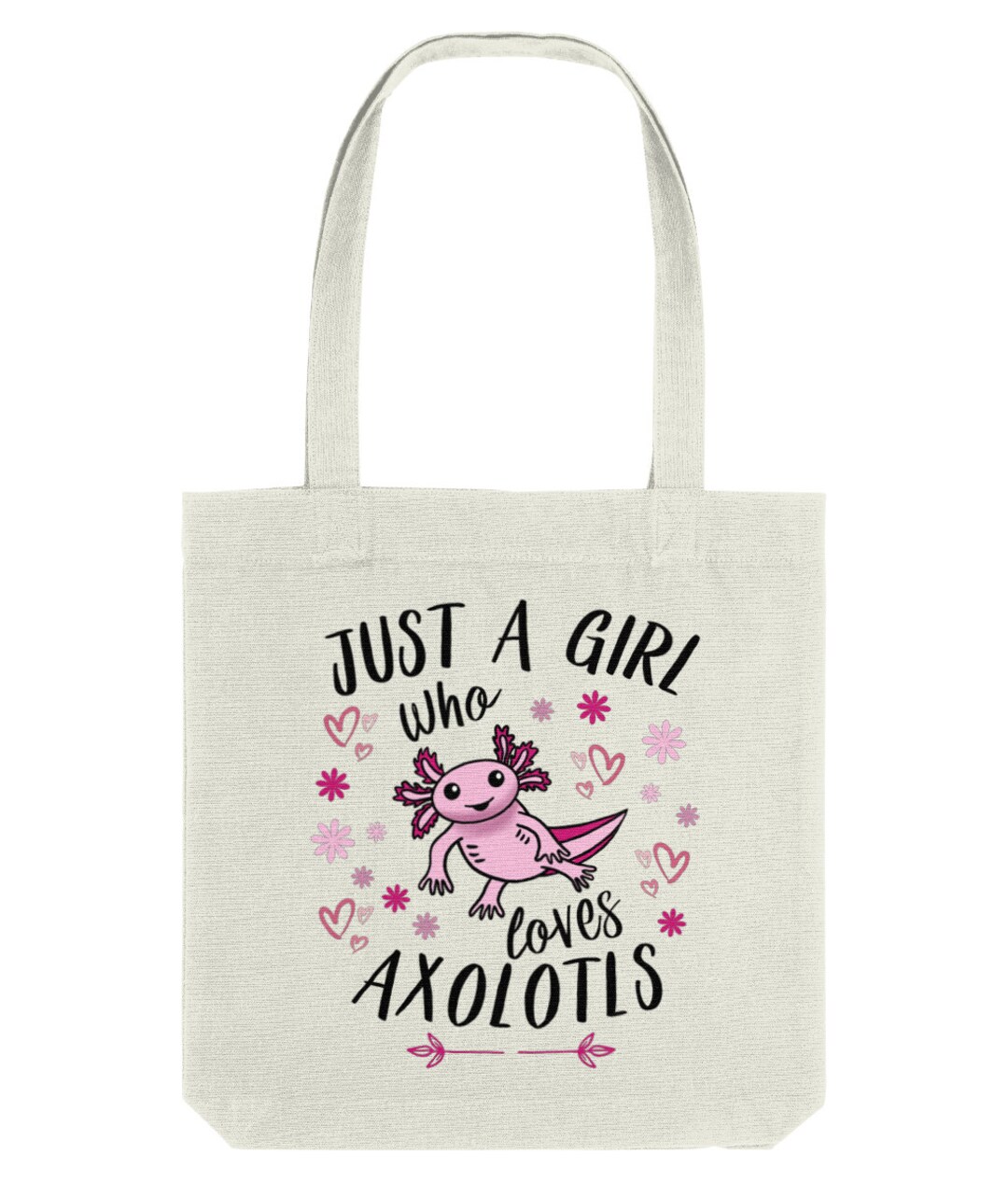 Axolotl Tote Bag, Just a Girl Who Loves Axolotls, Woven Cotton Canvas ...