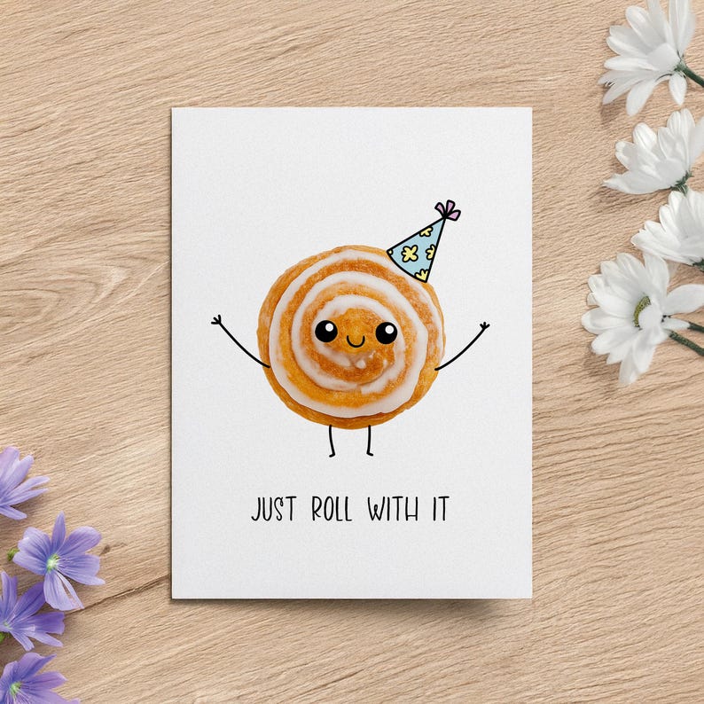 Printable Birthday Card – DIGITAL Download – Cute Cinnamon Roll Card ...