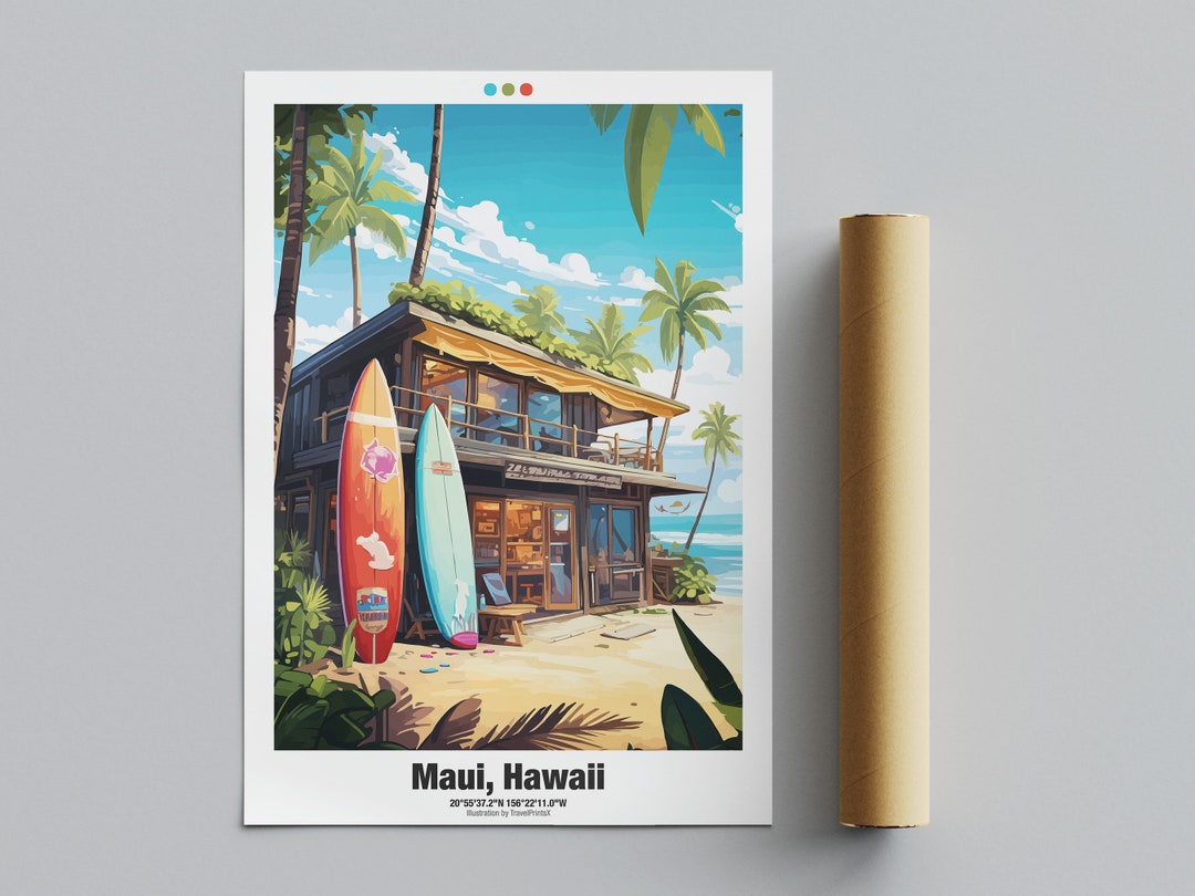 Maui Poster, Hawaii Poster, Maui Hawaii Beach Travel Poster, Traveller ...