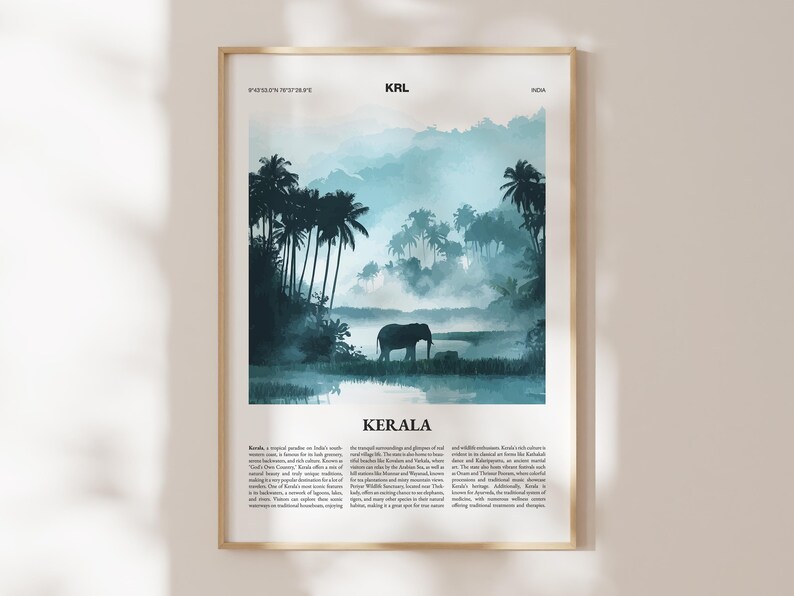 Kerala Travel Poster | India Wall Art for Living Room and Kitchen ...