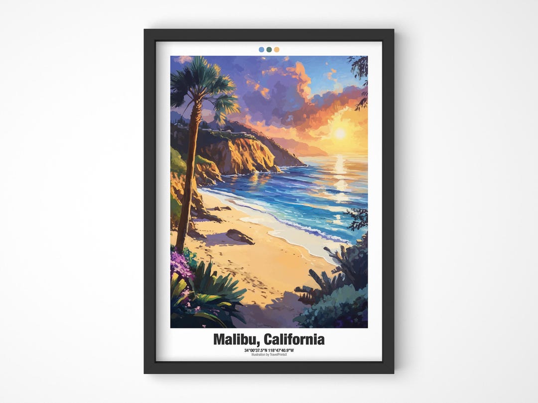 Malibu Poster, Malibu Travel Poster, USA Wall Art, California Wall Art ...