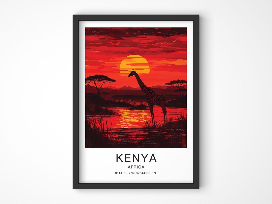 Kenya Travel Poster, Kenya Poster, Kenya Wall Art, Safari Wall Decor ...
