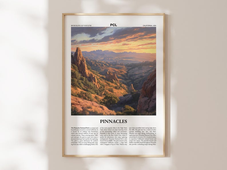 Pinnacles Poster, California Poster , Pinnacles National Park Travel ...