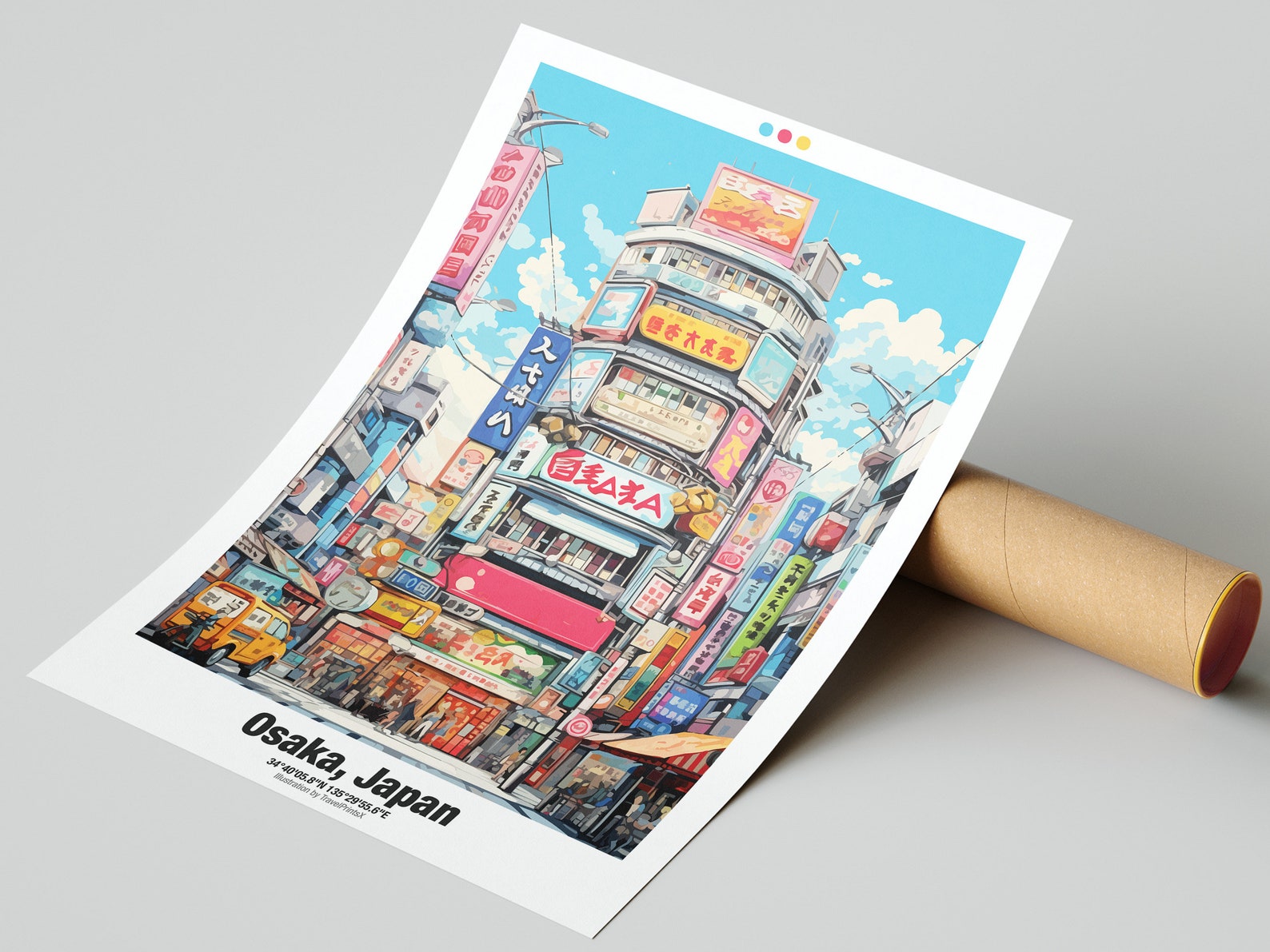 Osaka Travel Poster, Japan Travel Poster, City Illustration Wall Art ...