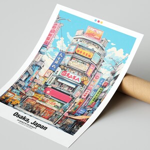 Osaka Travel Poster, Japan Travel Poster, City Illustration Wall Art ...