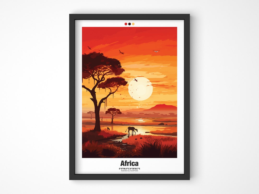 Africa Travel Poster, Africa Safari Poster, Africa Illustration Wall ...