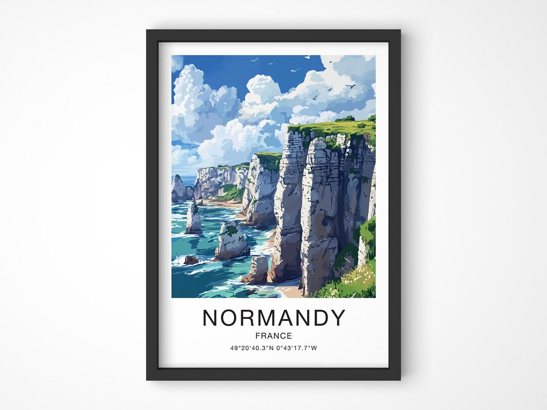 Normandy Travel Poster, France Travel Poster, France Poster, Coast of ...