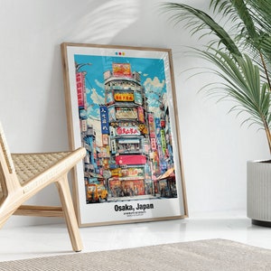 Osaka Travel Poster, Japan Travel Poster, City Illustration Wall Art ...