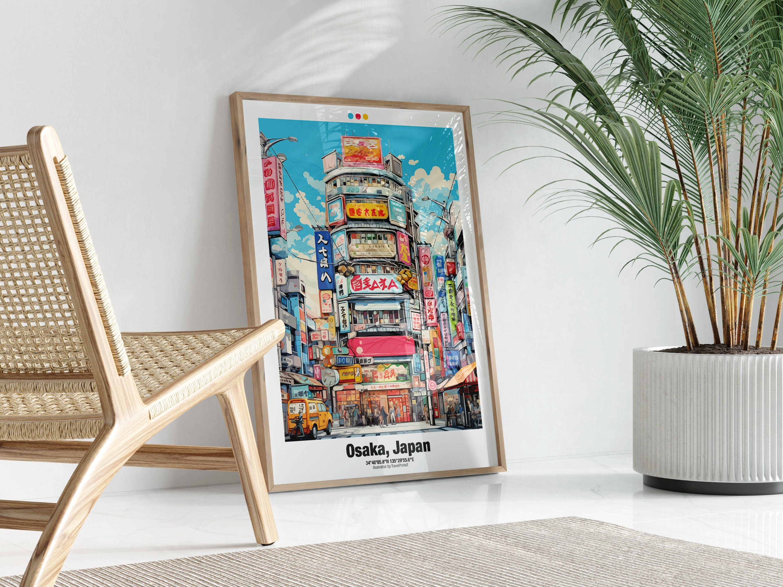 Osaka Travel Poster, Japan Travel Poster, City Illustration Wall Art ...