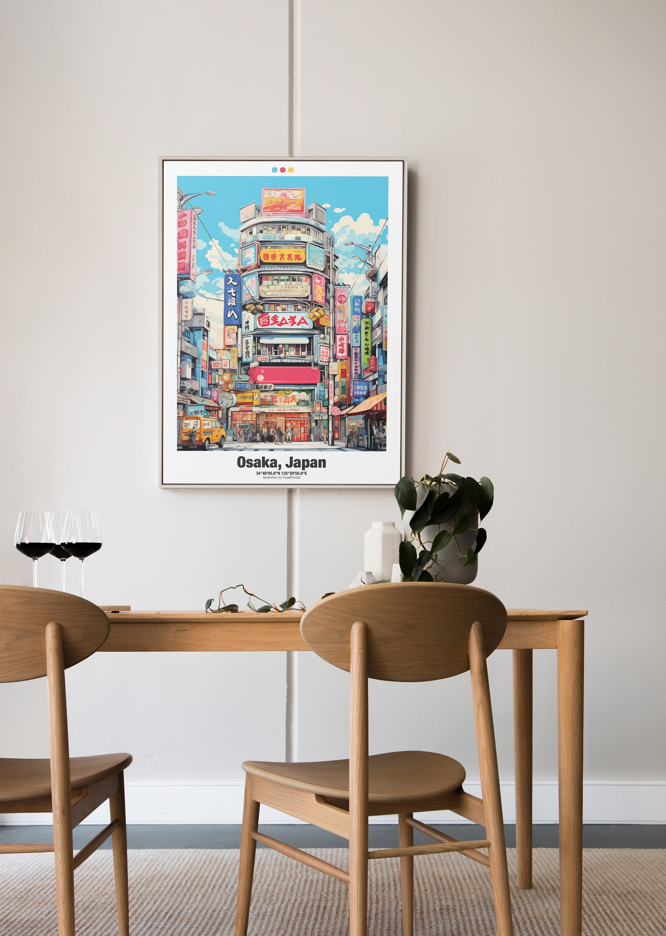 Osaka Travel Poster, Japan Travel Poster, City Illustration Wall Art ...