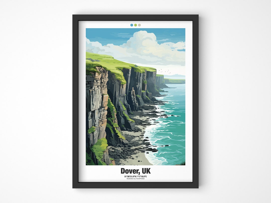 Dover Travel Poster, Dover Wall Art, England Travel Poster, UK Coast ...