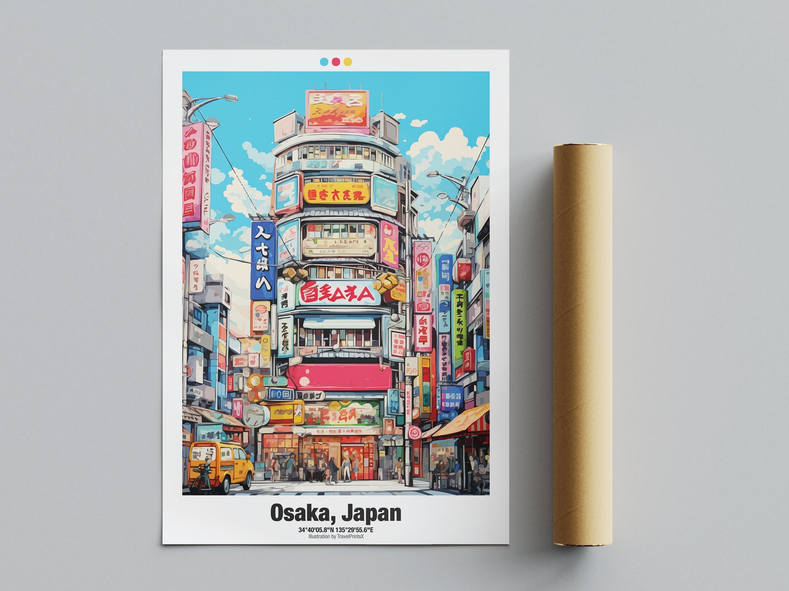 Osaka Travel Poster, Japan Travel Poster, City Illustration Wall Art ...