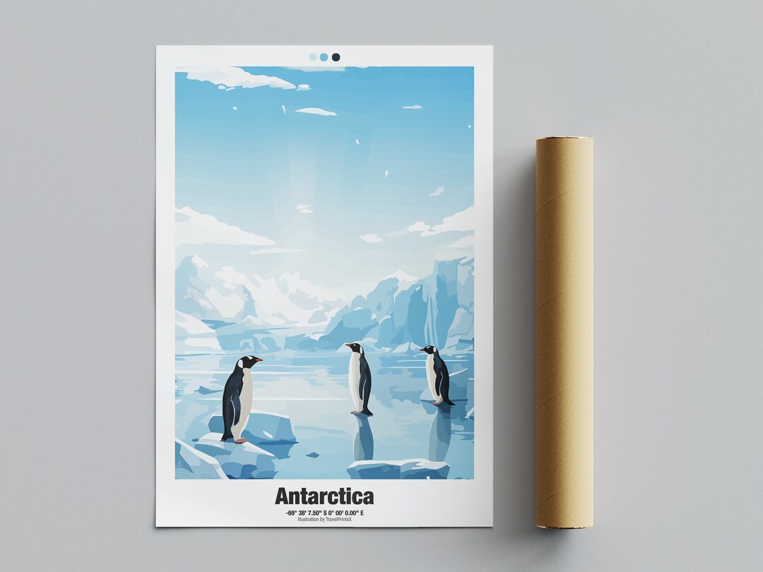 Antarctica Travel Poster South Pole Print Antarctica Penguin - Etsy