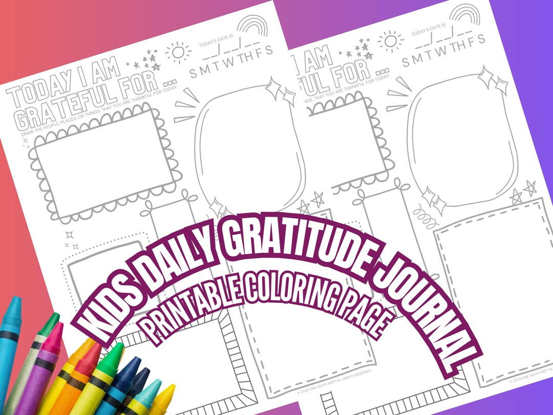 Kids Daily Gratitude Journal Printable Drawing Journal Prompt ...