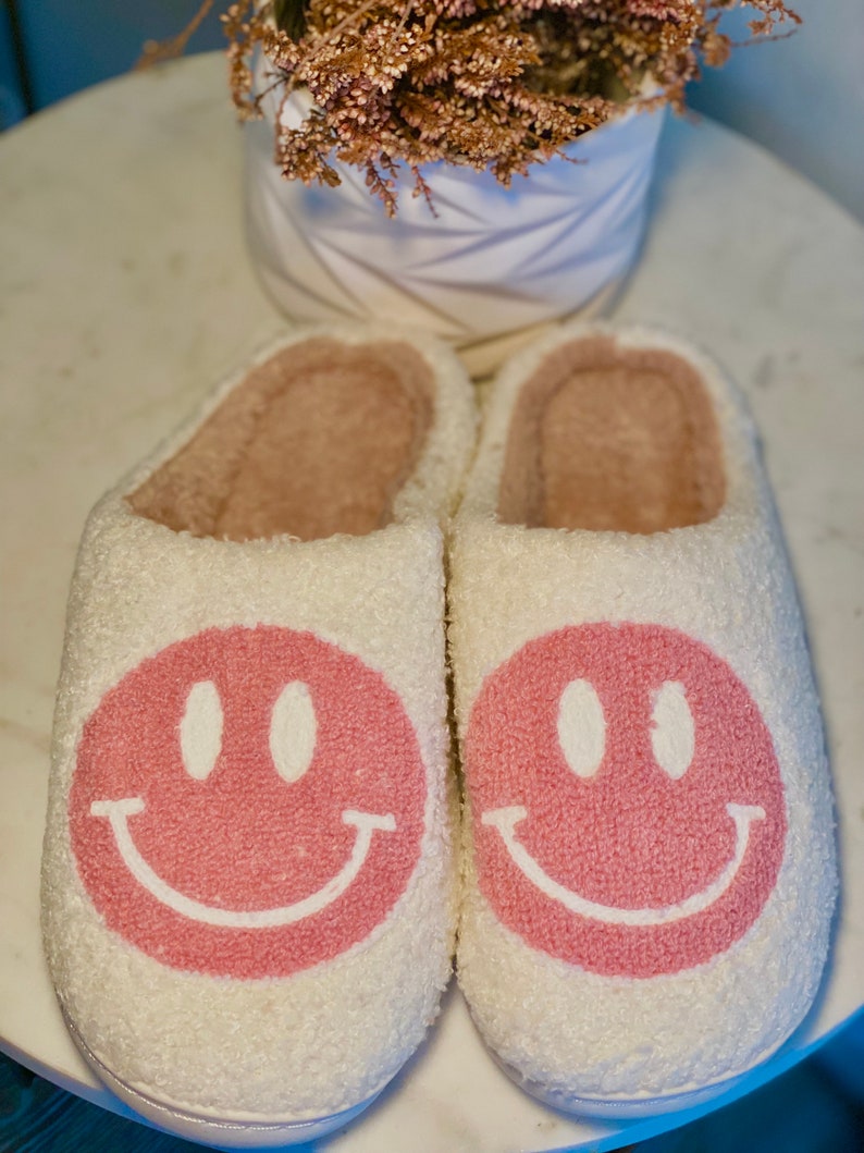 Smiley Face Slippers Pink Slippers Women Slippers for Women House Shoes ...