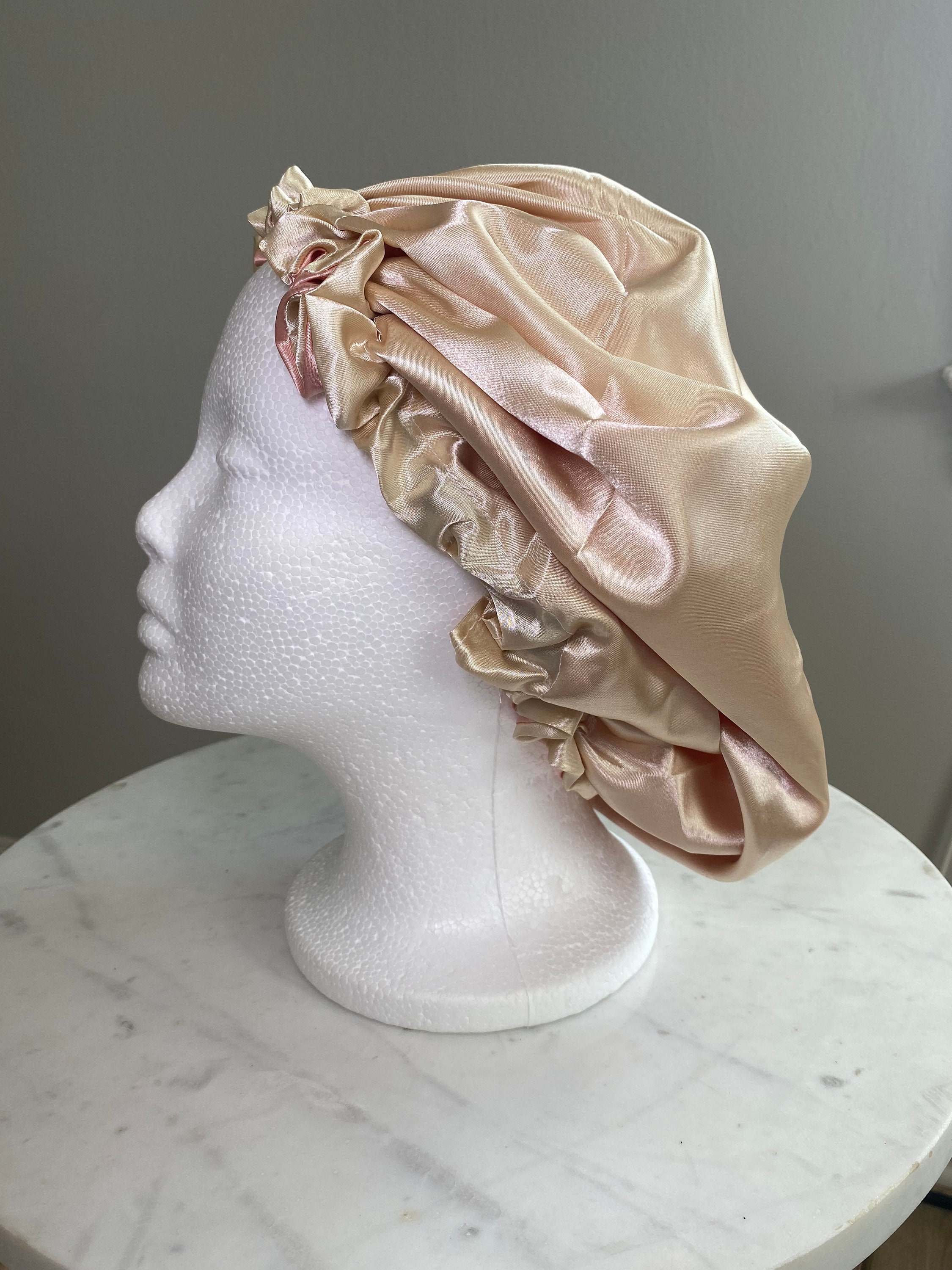 Rose Gold Satin Bonnet Pink Bonnet Silk Bonnet for Hair Sleep Bonnet ...