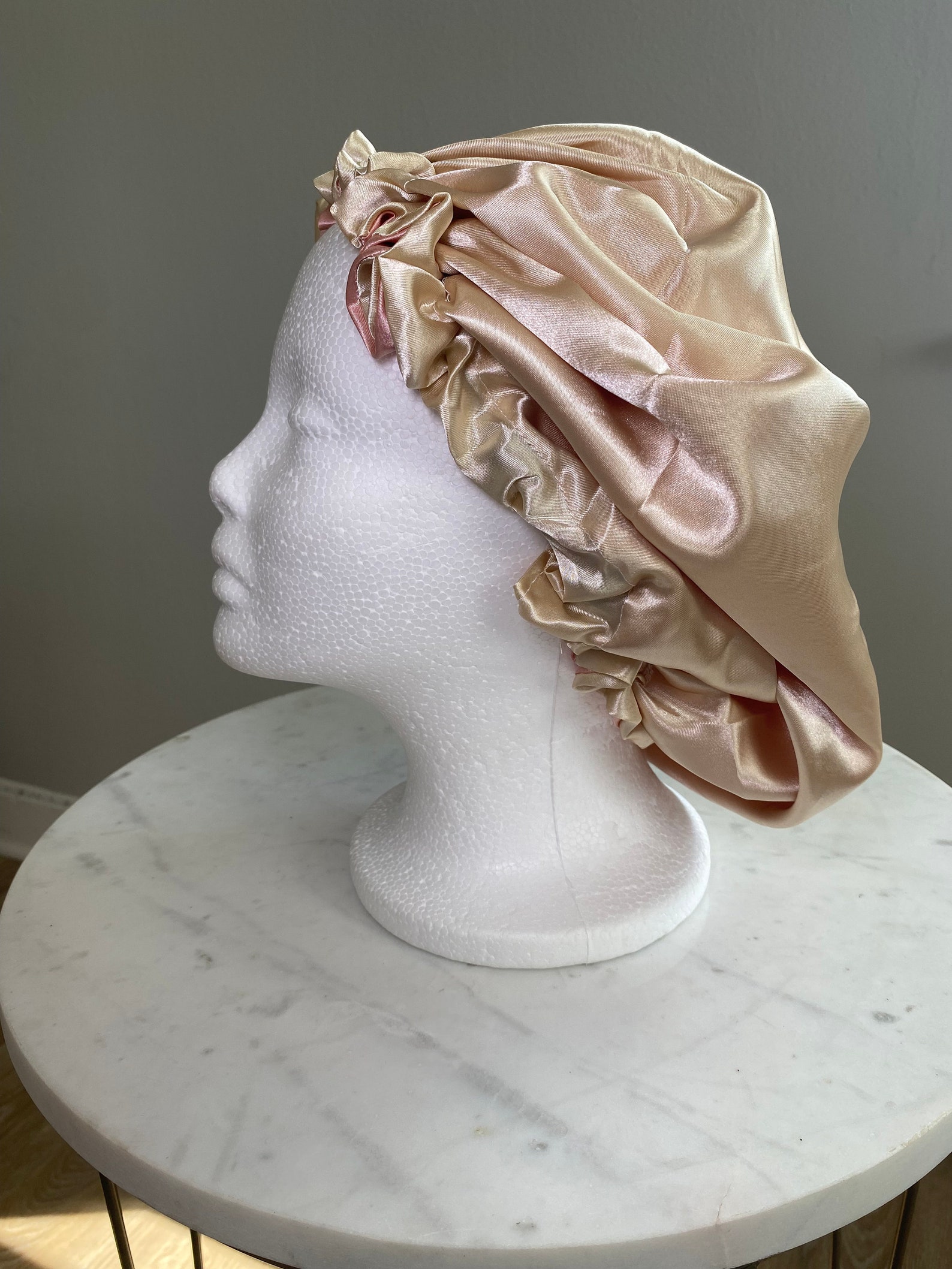 Rose Gold Satin Bonnet Pink Bonnet Silk Bonnet for Hair Sleep Bonnet ...