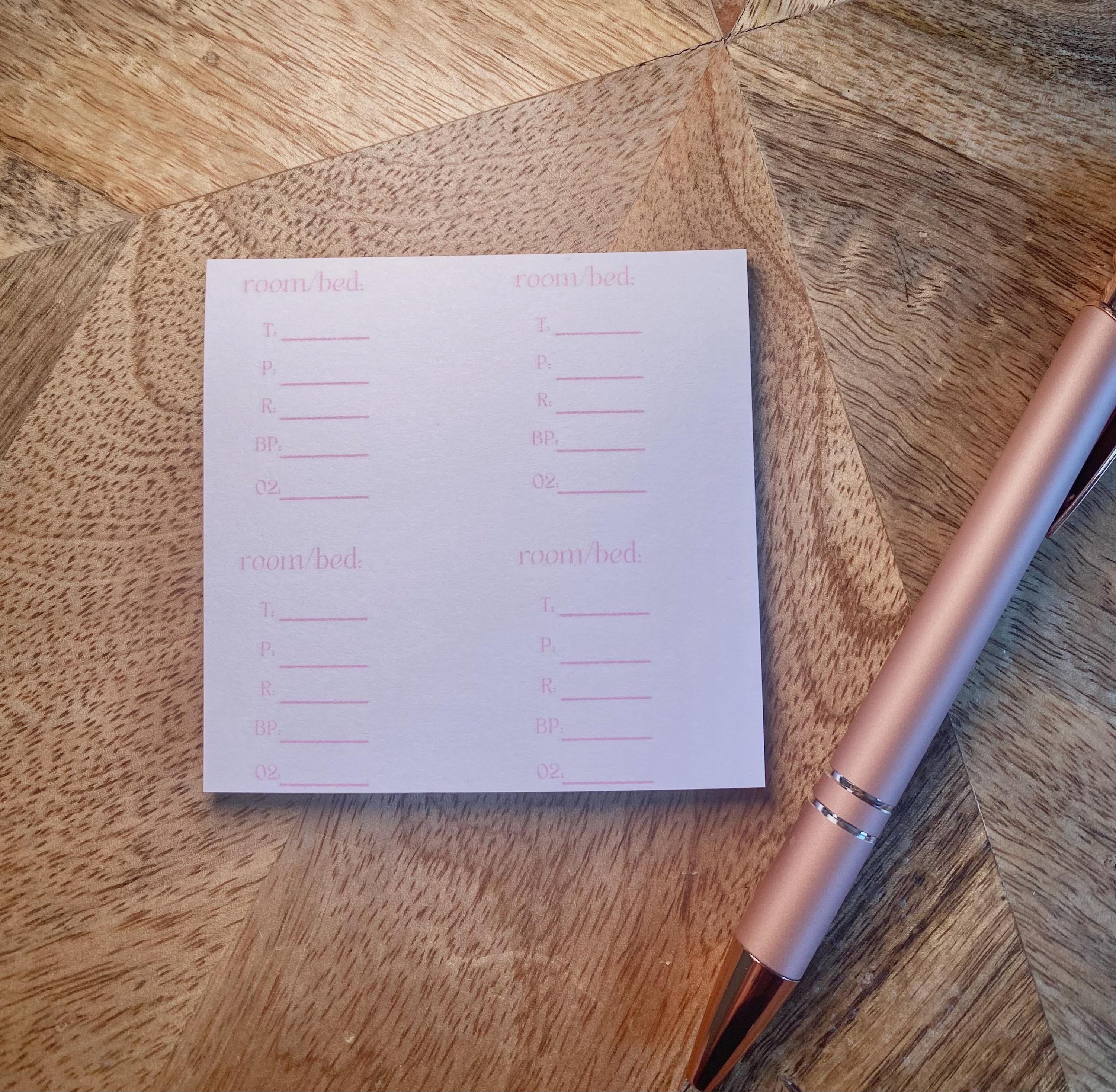 Nurse Note Pads Vital Signs Note Pads CNA Vital Signs Post It Notes ...