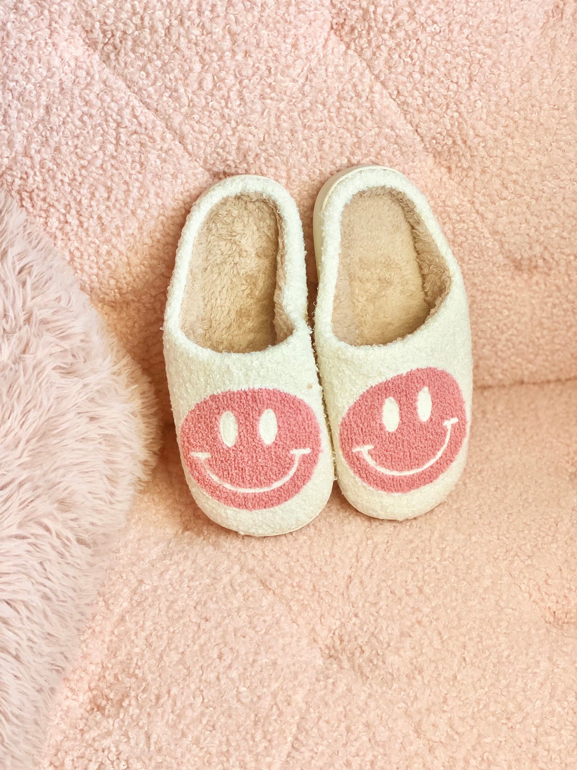 Smiley Face Slippers Pink Slippers Women Slippers for Women House Shoes ...