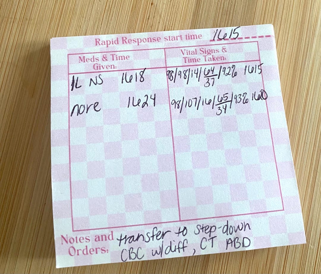 Nurse Note Pad Vital Signs Rapid Response Vital Signs Note Nurse Aide ...