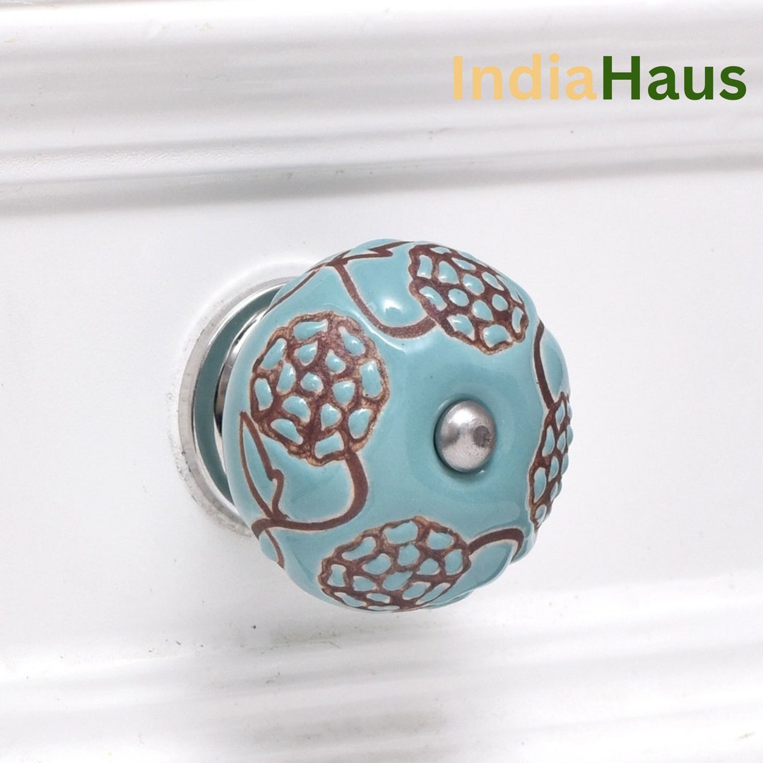 Brown Golden Leaf Ceramic Cabinet Knobs Brown Marigold Floral Ceramic Knob for Dresser Round ...