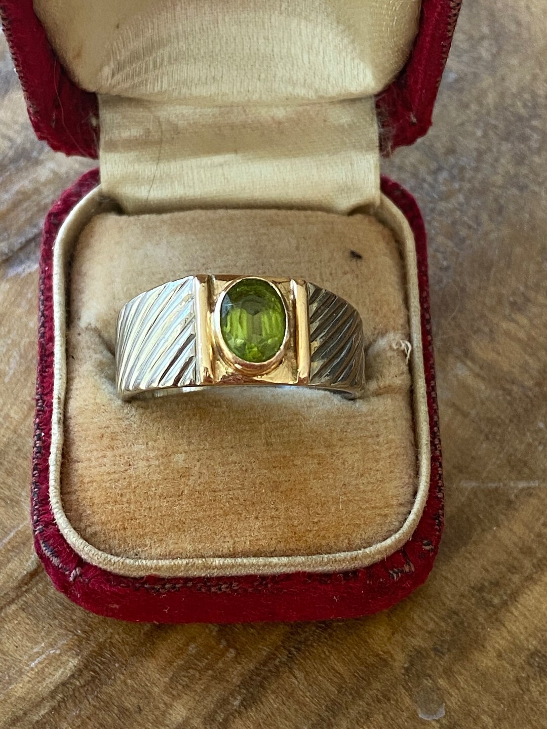 Vintage Genuine Peridot Women's Cocktail Ring Set in 14k Gold, Size 8 ...