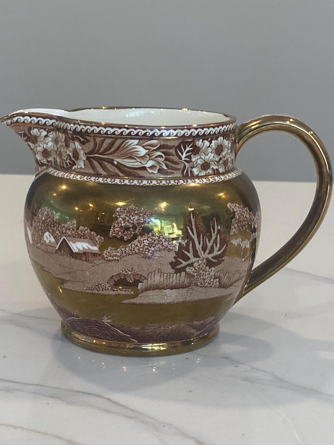 Vintage Wedgewood Fallow Deer Brown & Gold Lusterware Creamer/pitcher ...