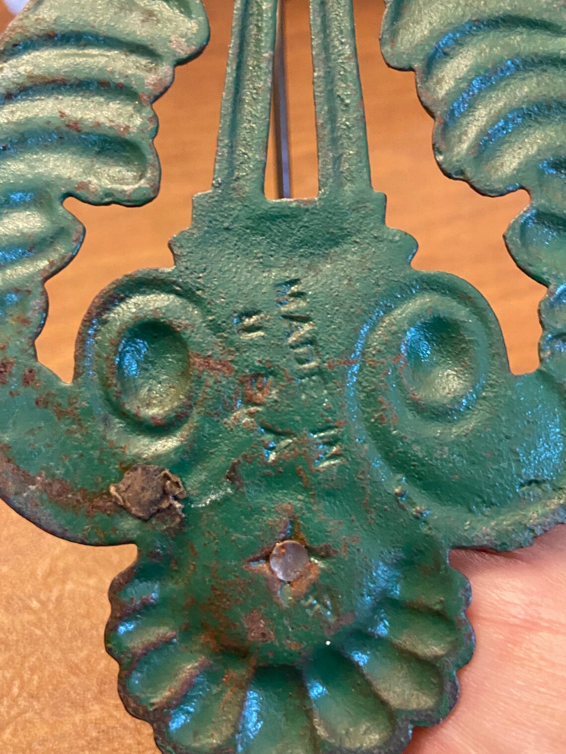 Antique Vintage Green Cast Iron/metal Bookkeeper's Receipt Hanger/hook ...