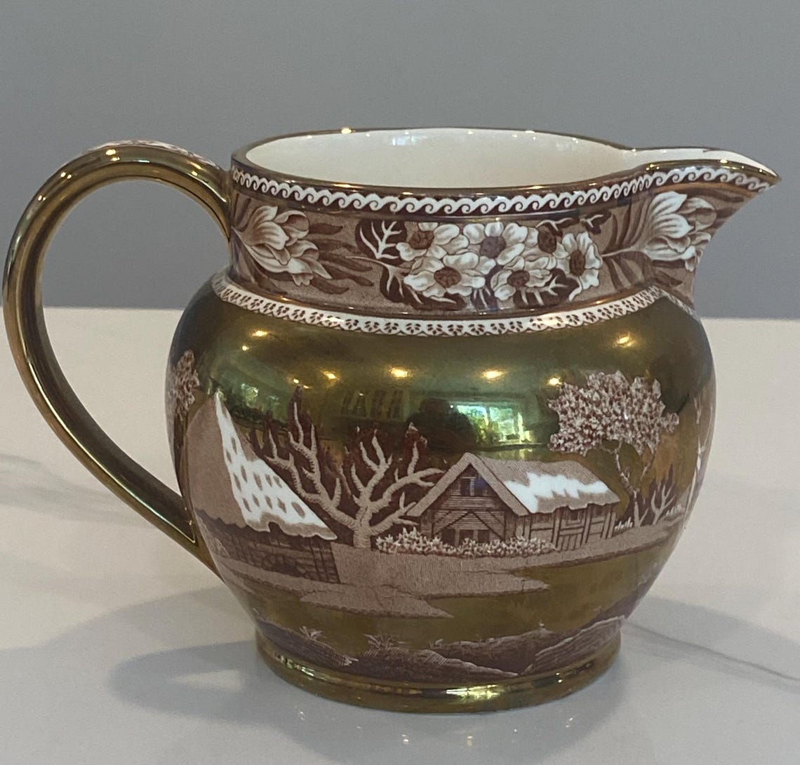 Vintage Wedgewood Fallow Deer Brown & Gold Lusterware Creamer/pitcher ...