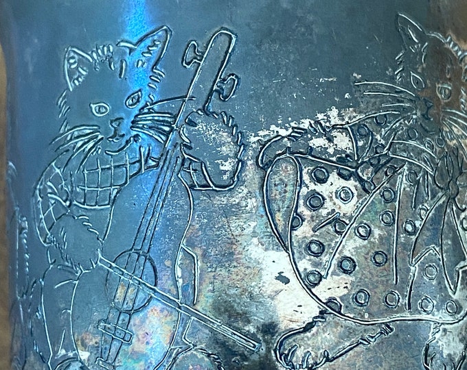Vintage Carlton Silver-plate Child's Cup With Etched Cats Playing ...