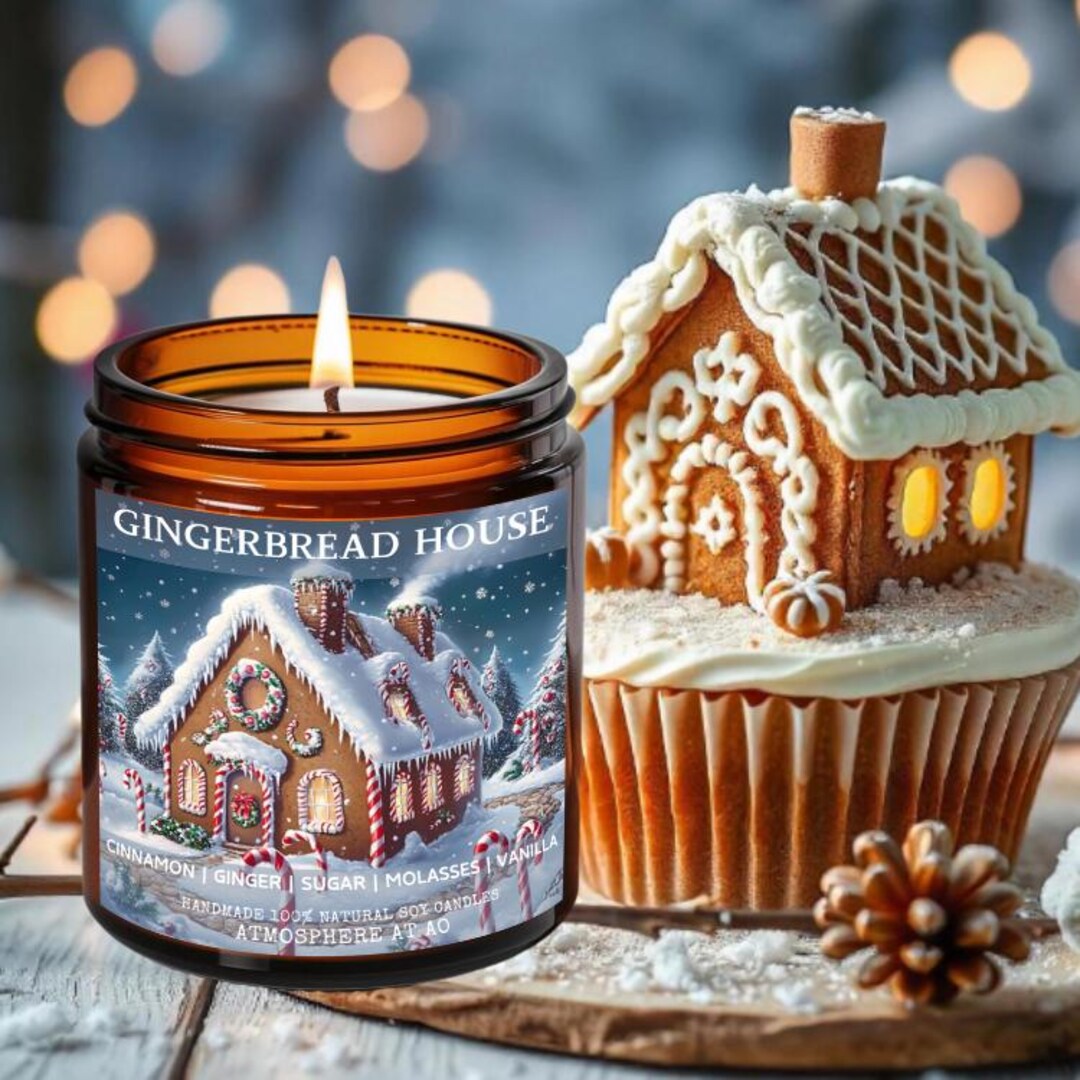 Gingerbread House Soy Candle, Ginger Cookie Scented, Secret Santa Gift ...