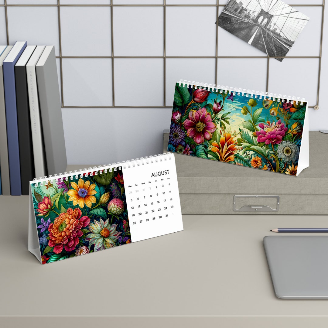 Blossoms of Time 2024 floral Themed Desk Calendar - Etsy