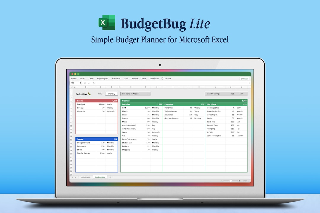 Budgetbug Lite Budget Planner: Zero-based Budgeting Excel Spreadsheet ...