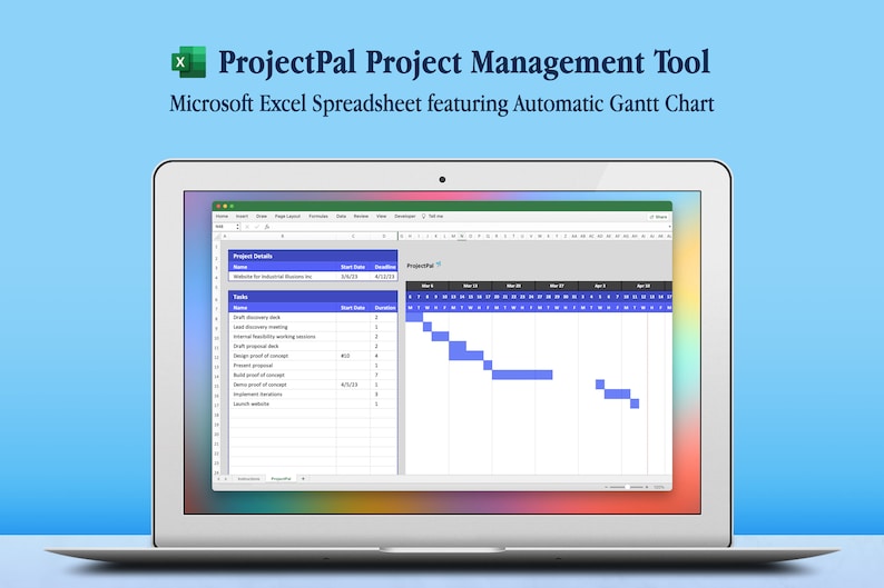 Projectpal Project Management Tool: Project Planner and Task Tracker Excel Spreadsheet Template ...