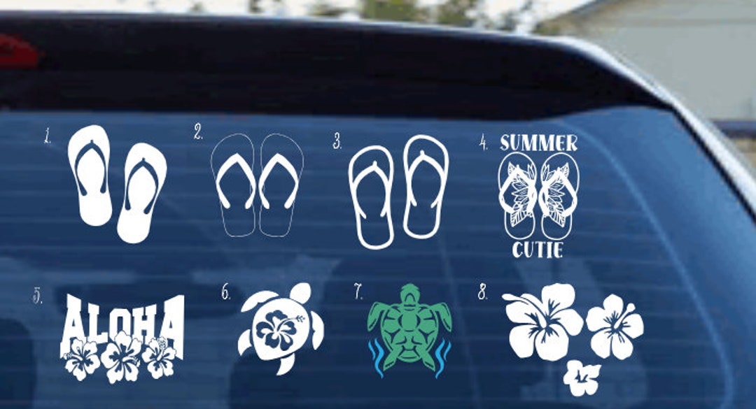 Seaside Serenity - Beach Life Car Decal Set| Flip Flop Fun Car Decal ...