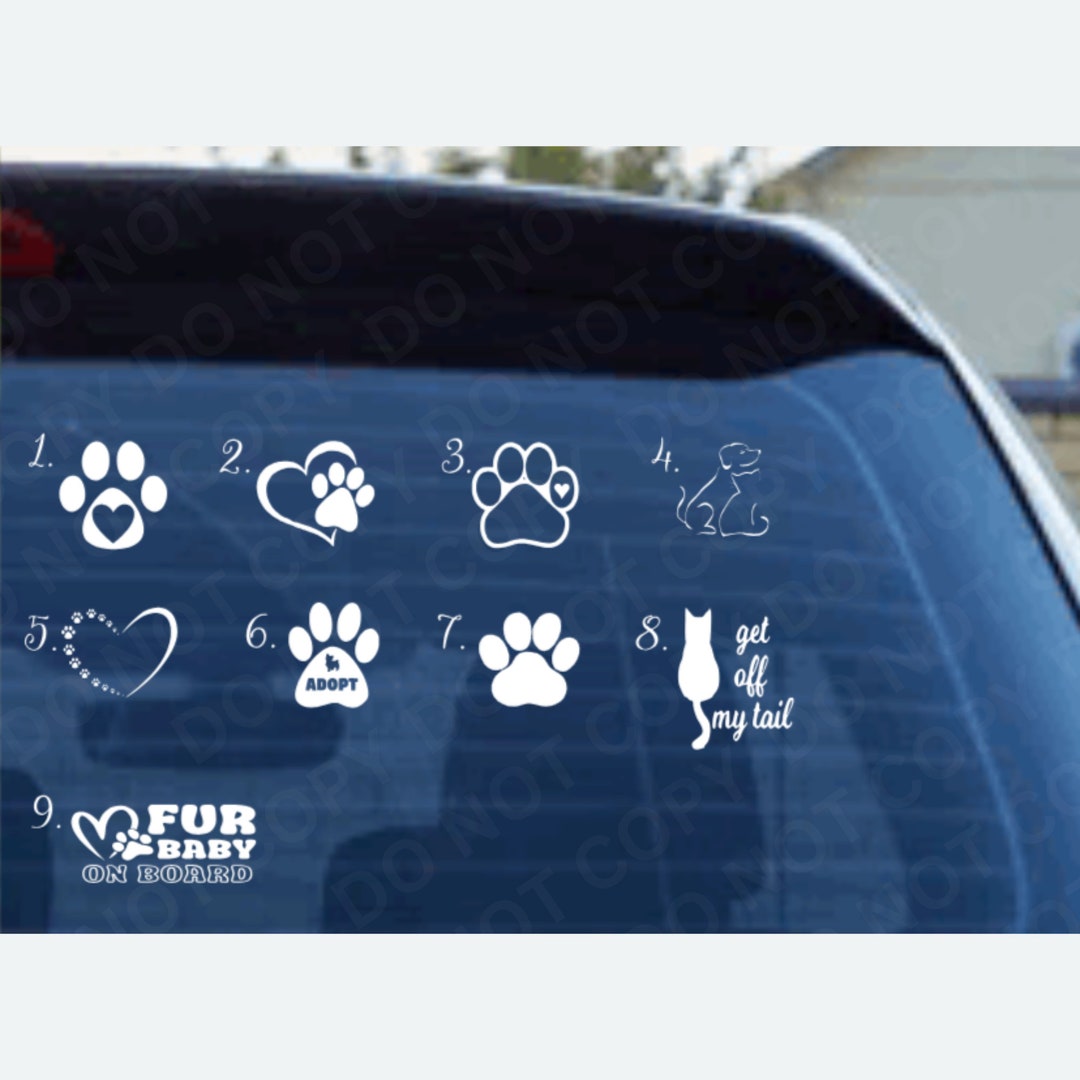 Cat & Dog Paw Print Decal: Car Window Vinyl Sticker - Etsy