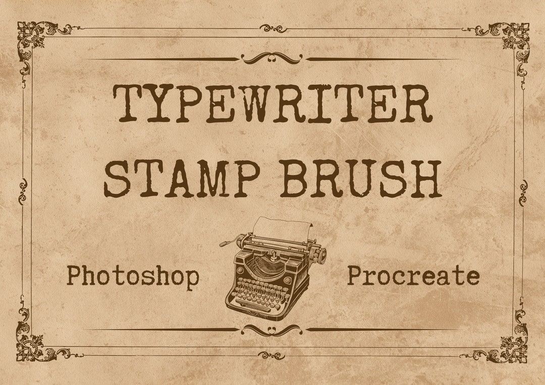Vintage Typewriter Stamp Brush Set: Procreate & Photoshop (digital ...
