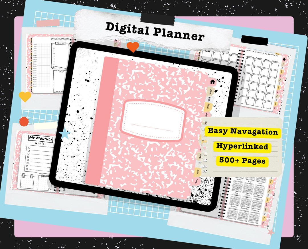 Digital Composition Notebook Planner, Vintage Composition Notebook ...