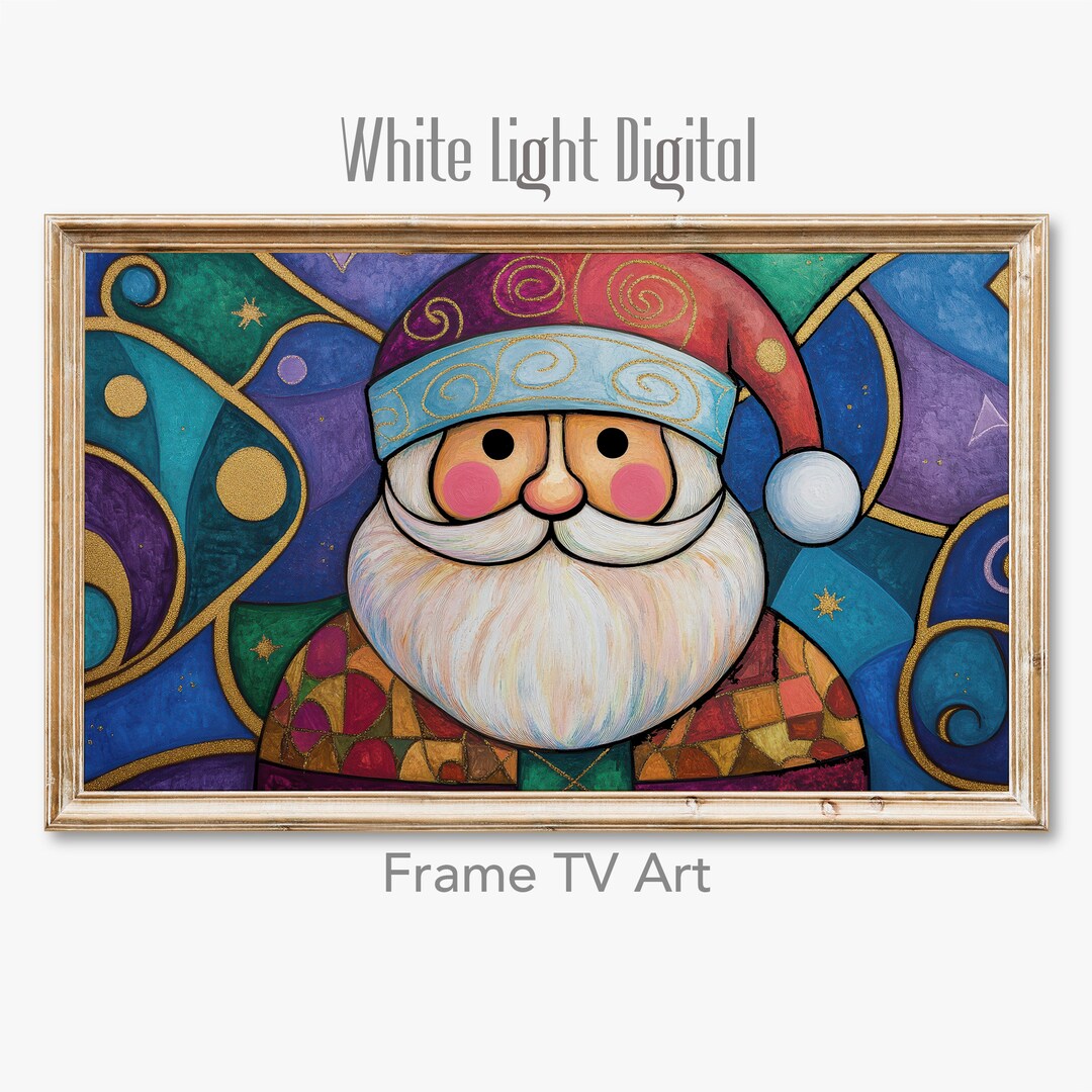 Retro Santa Frame Tv Art Christmas, Santa Claus Art for Tv Frame ...
