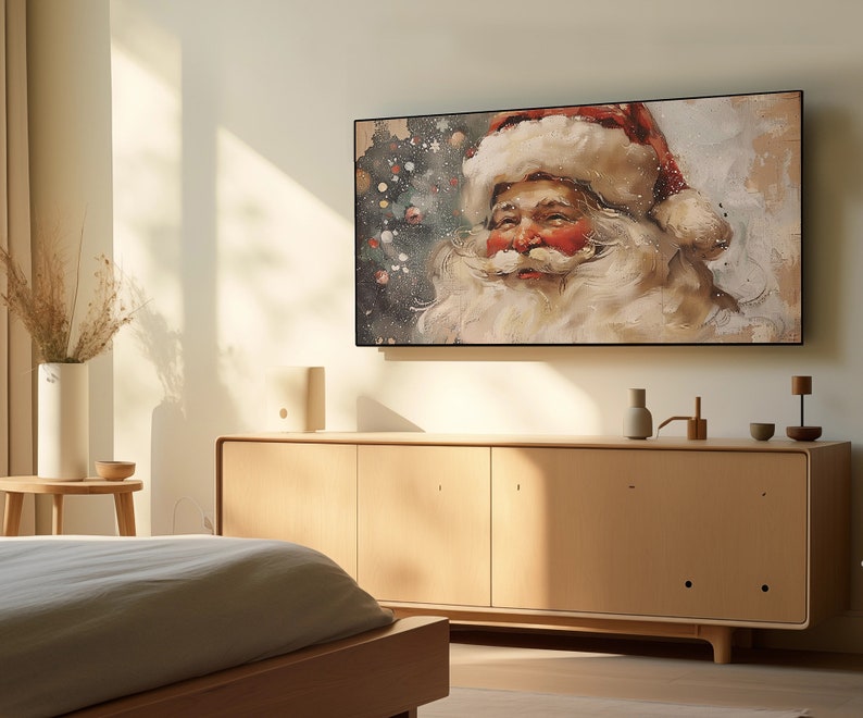 Santa Claus Portrait Christmas Frame Tv Art, Christmas Decor, Vintage ...