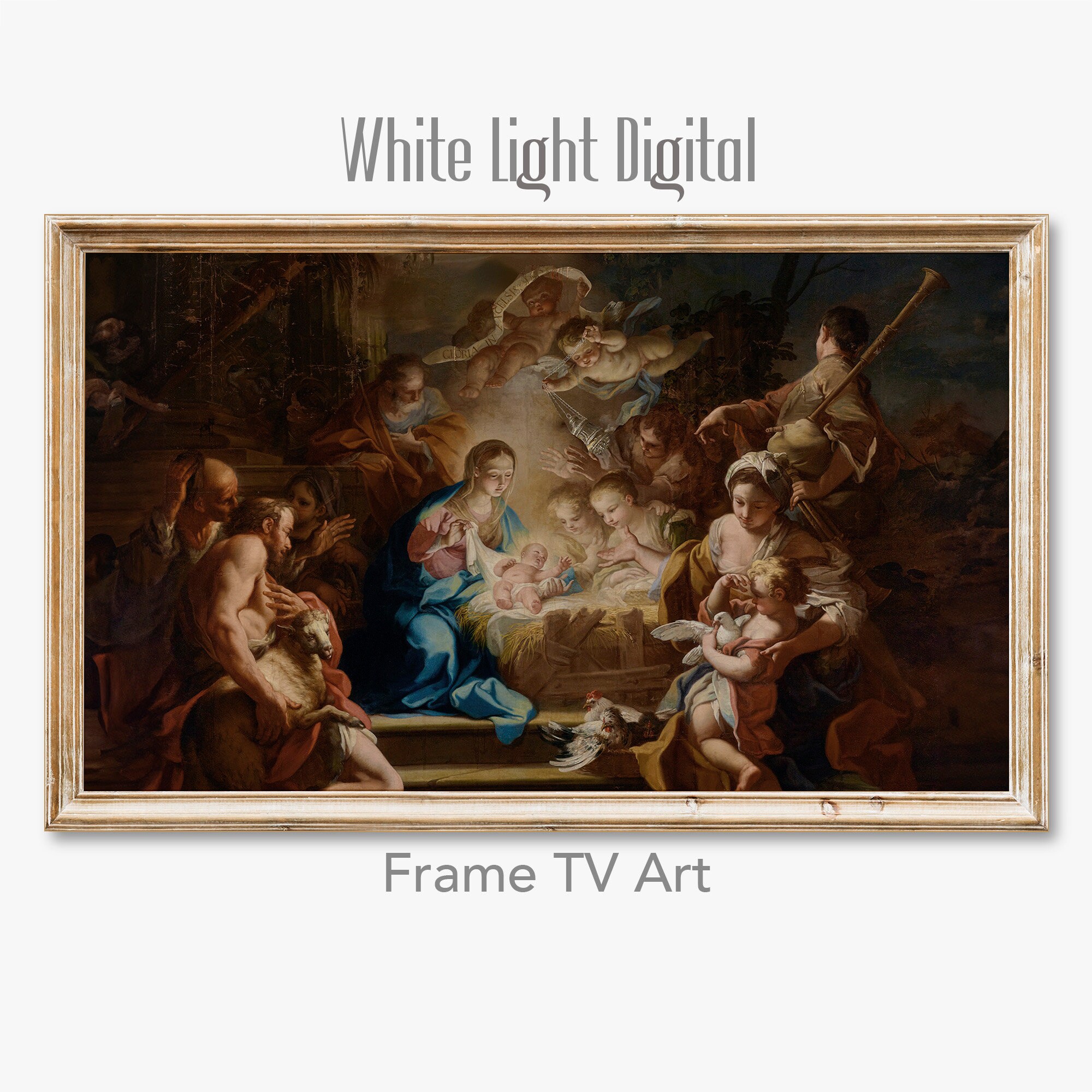 Vintage Nativity Frame Tv Art, Virgin Mary, Baby Jesus, Frame Tv Art ...