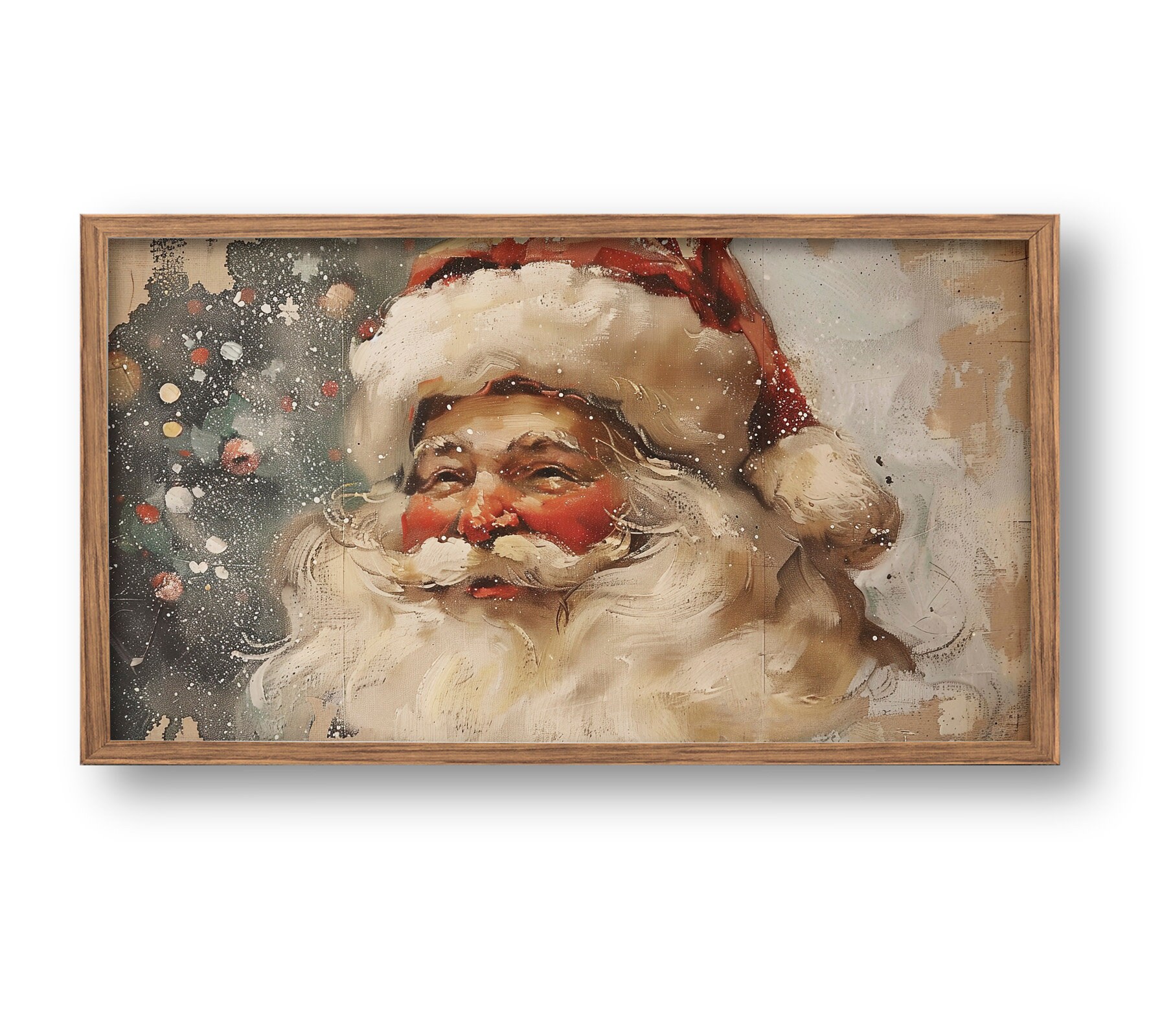 Santa Claus Portrait Christmas Frame Tv Art, Christmas Decor, Vintage ...