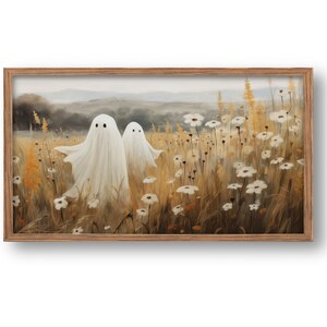 Ghosts in Wildflower Field, Halloween Art, Spooky Season, Autumn ...